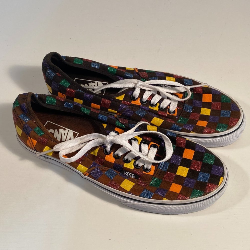 Vans Multi-Color Glitter Checkerboard Canvas Sneakers… - Gem